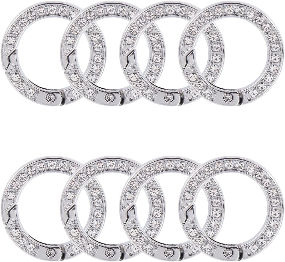 8Pcs Rhinestone O Ring 0.75 Inch Bling Gate Rings Bulk Platinum Round ...