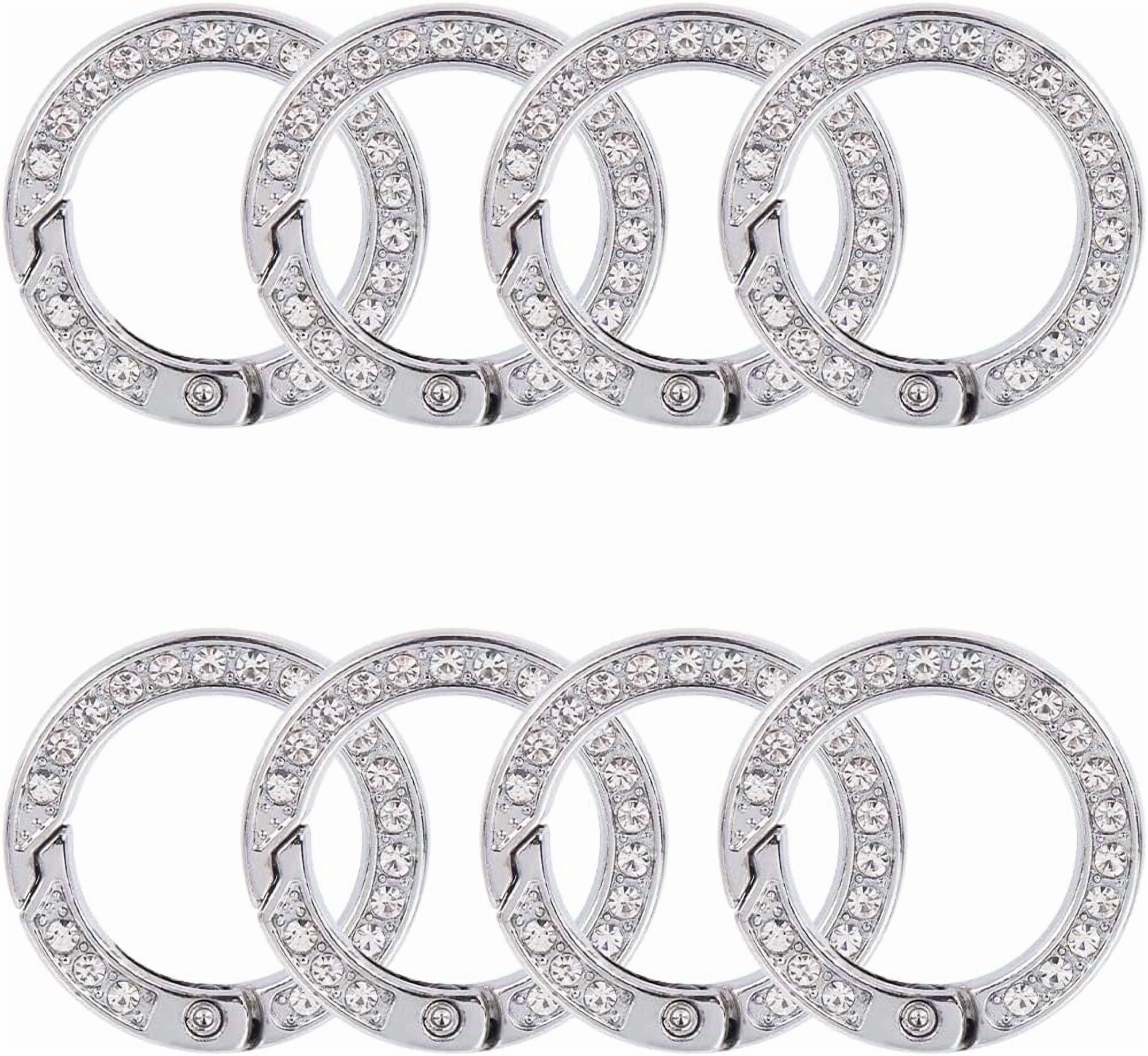 8Pcs Rhinestone O Ring 0.75 Inch Bling Gate Rings Bulk Platinum Round ...