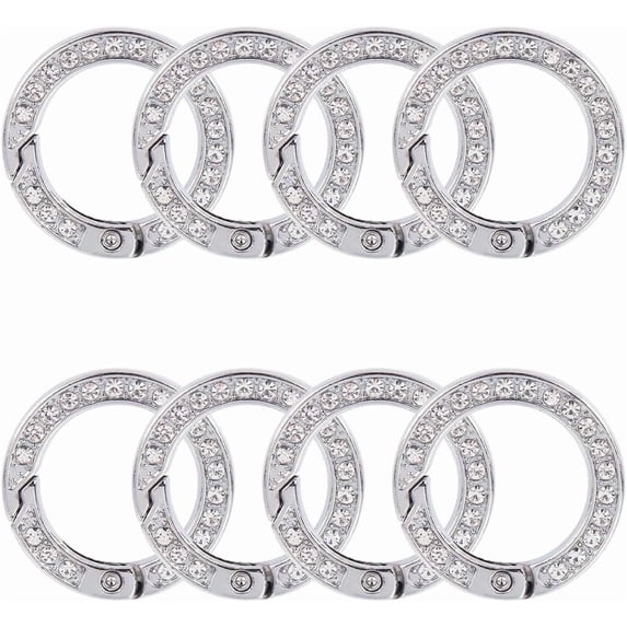 8Pcs Rhinestone O Ring 0.75 Inch Bling Gate Rings Bulk Platinum Round ...