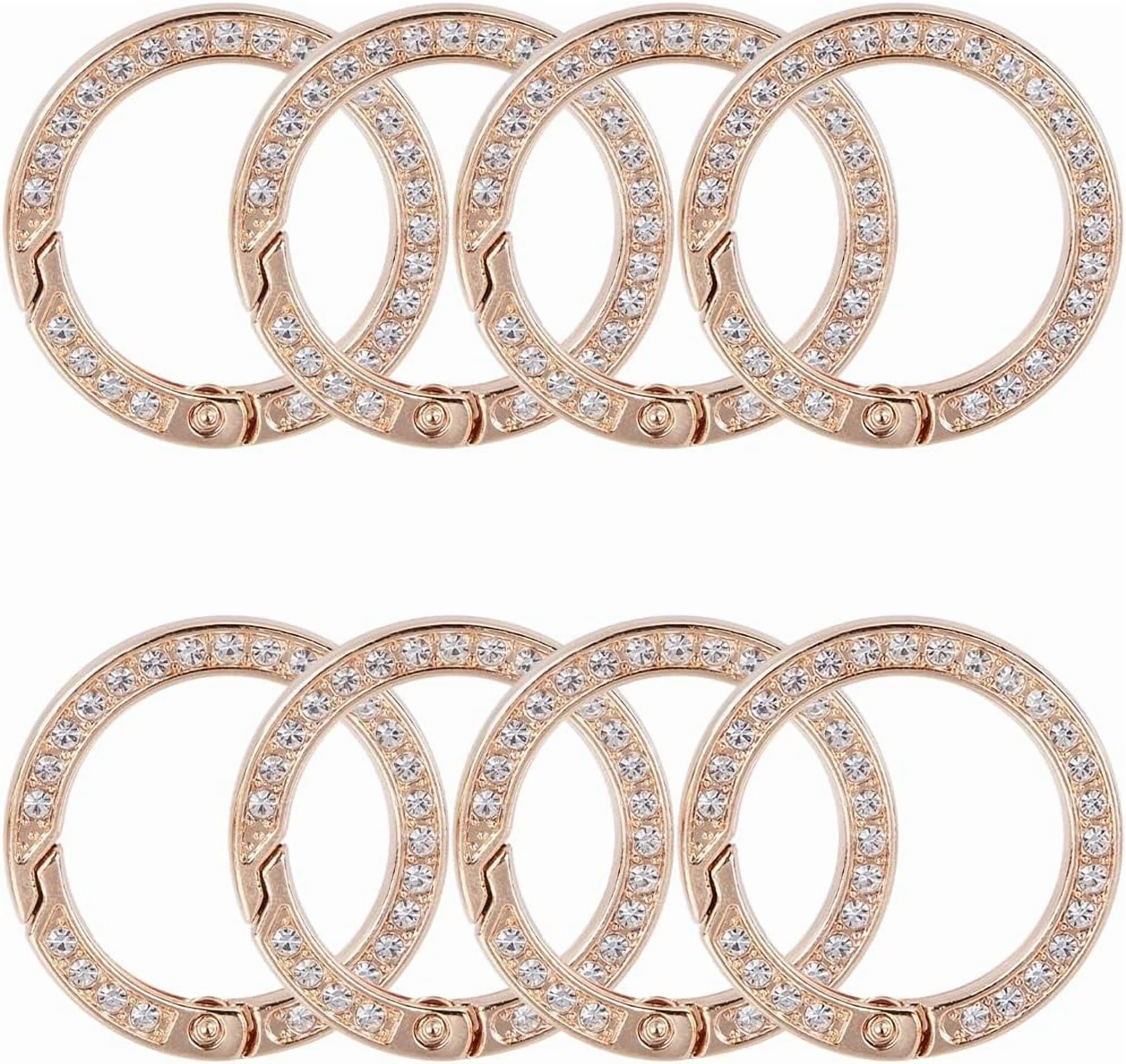 8Pcs Rhinestone O Ring 0.97 Inch Bling Gate Rings Bulk Light Gold Round ...