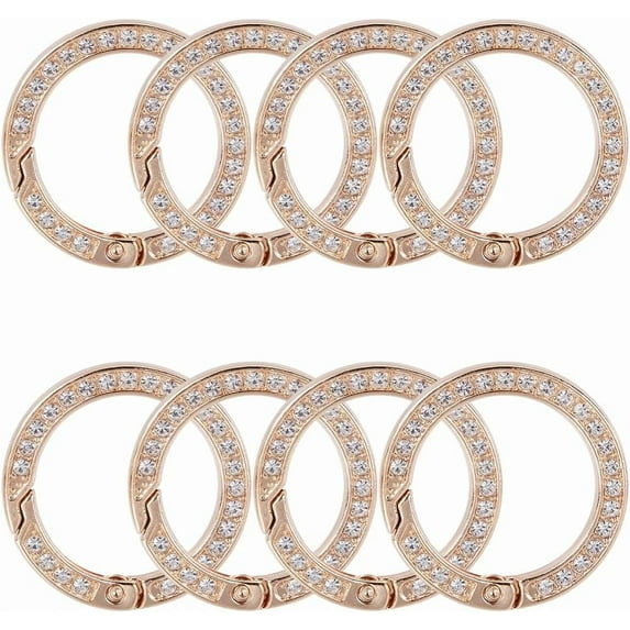 8Pcs Rhinestone O Ring 0.97 Inch Bling Gate Rings Bulk Light Gold Round ...