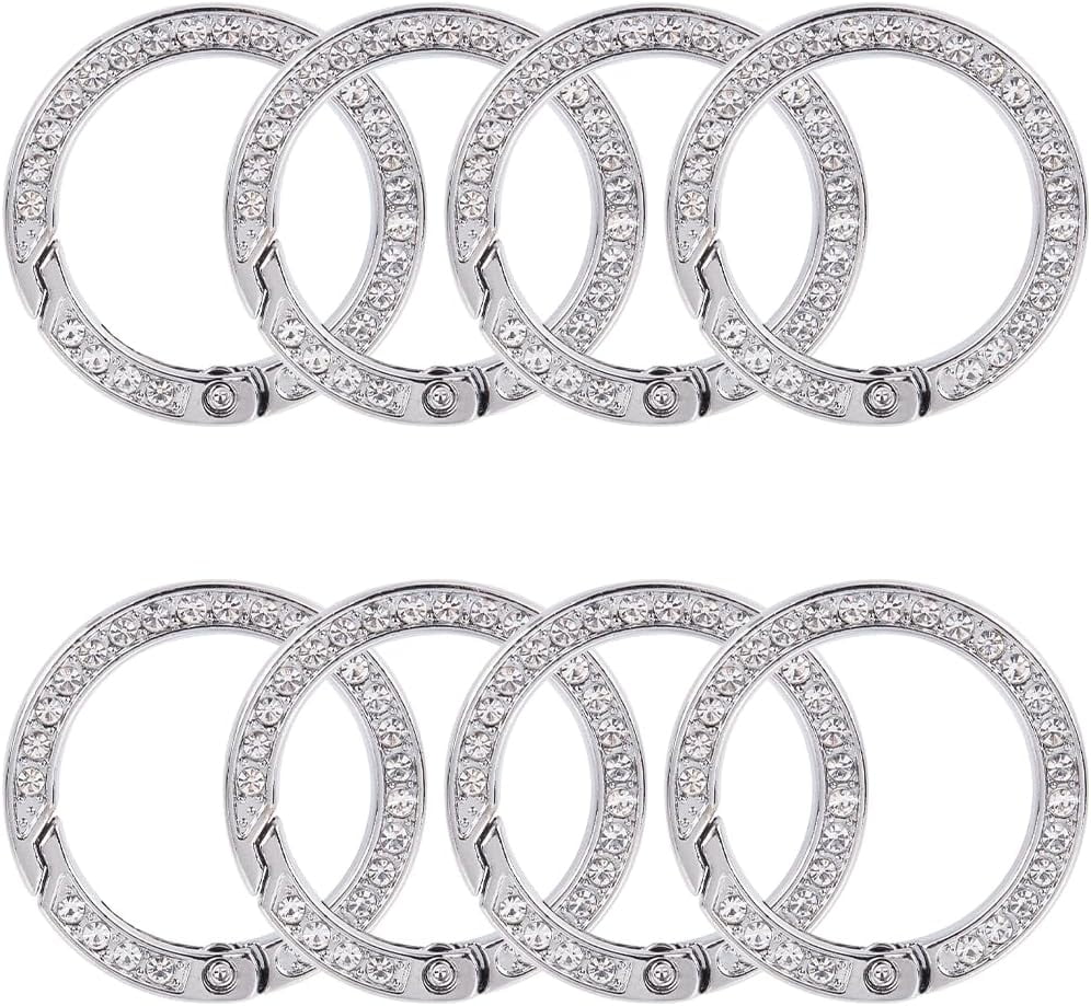 8Pcs Rhinestone O Ring 0.97 Inch Bling Gate Rings Bulk Platinum Round ...