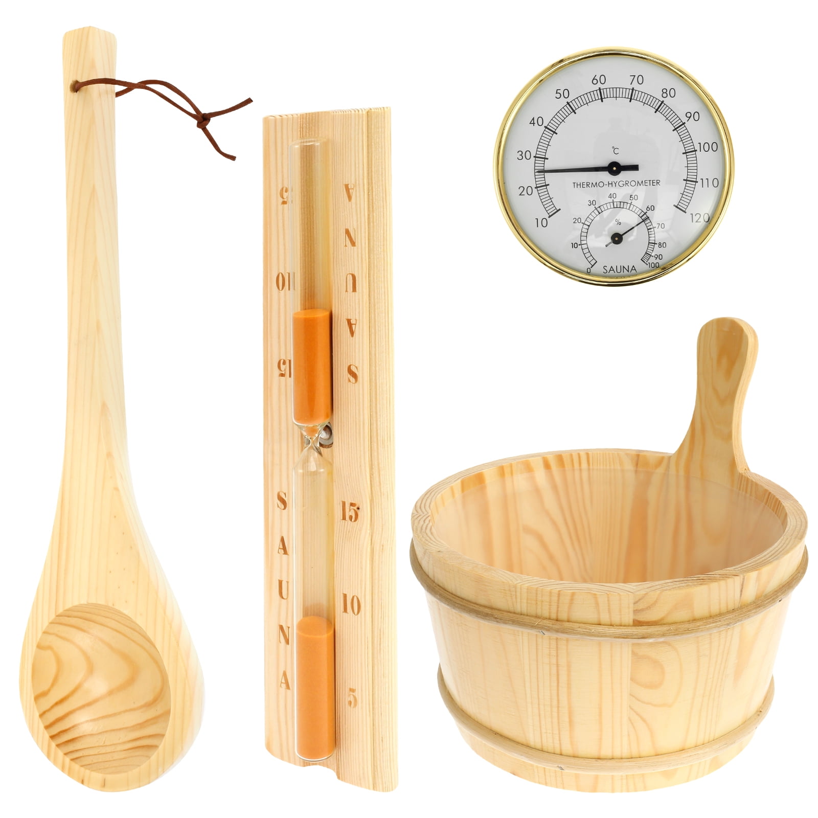 8Pcs Sauna Accessories Set Wood Sauna Bucket Sauna Spoon with Long ...