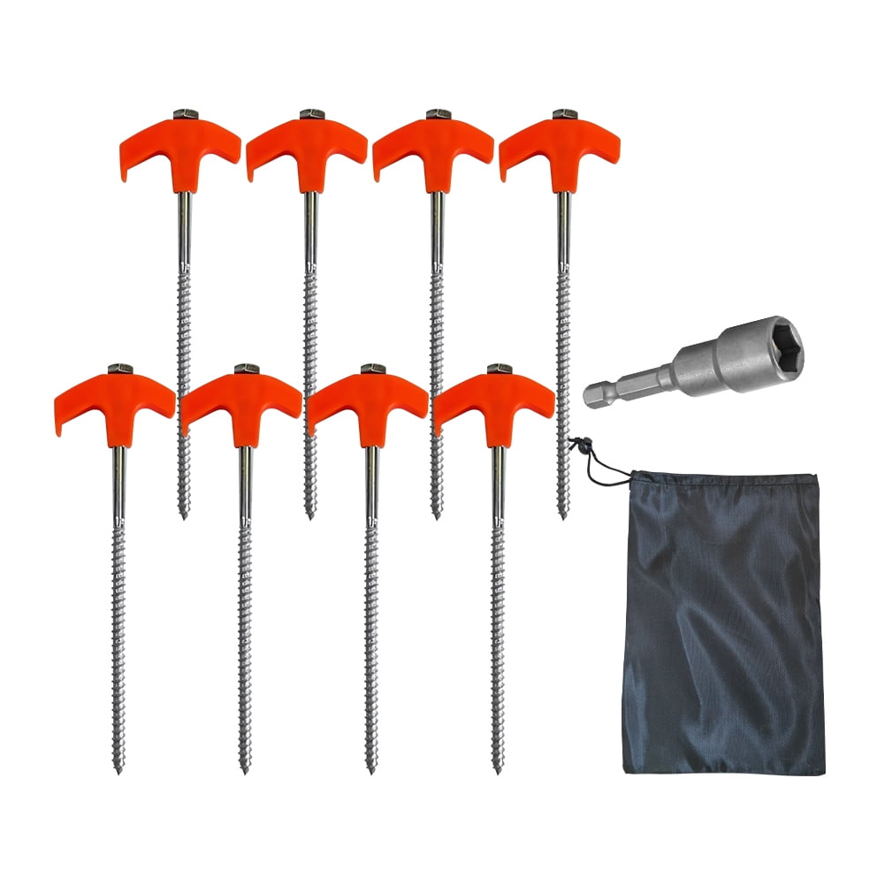 8Pcs Screw-in Tent Stakes with Hex Socket Heavy Duty Pegs for Outdoor CampingCamping Tent Pegs ...