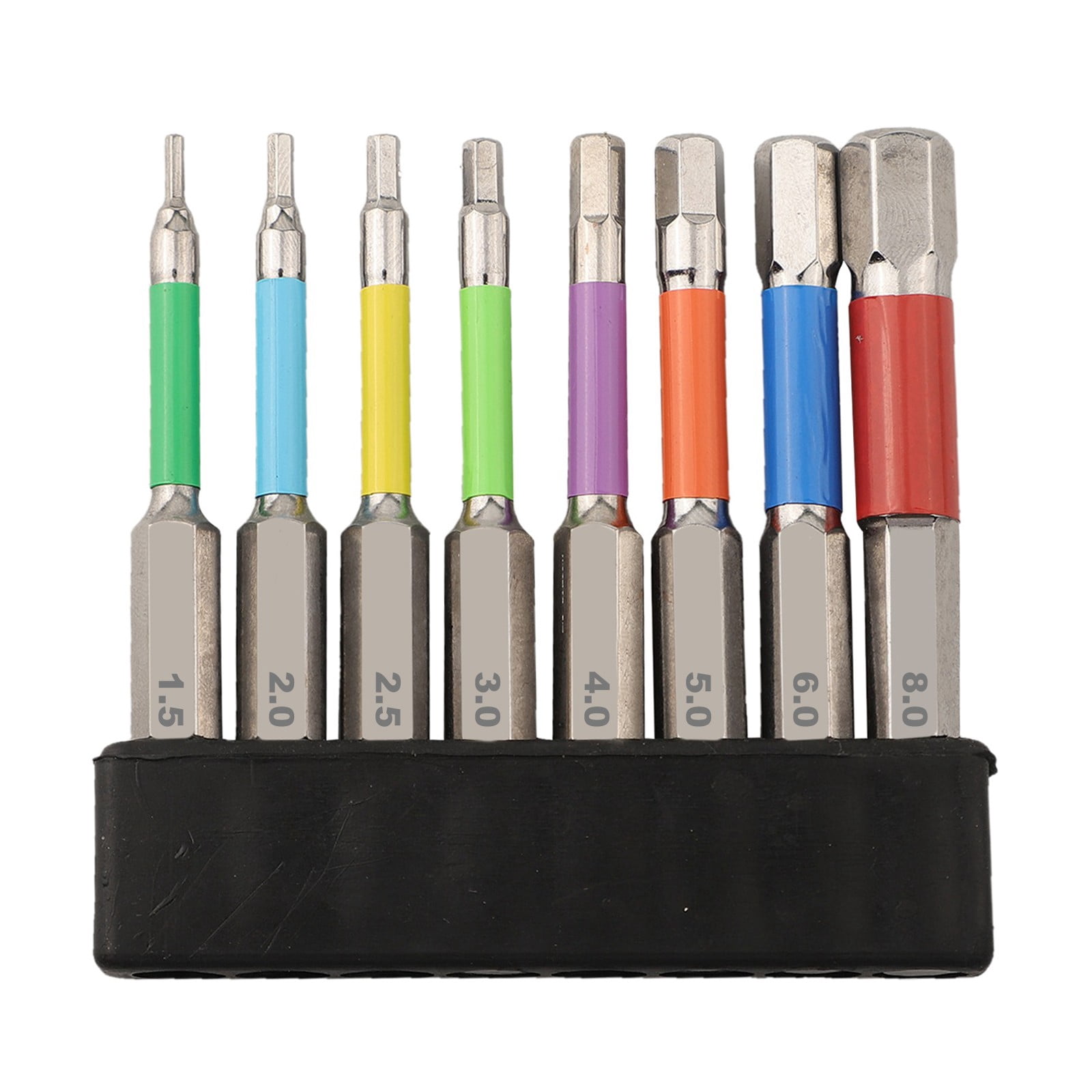 8pcs Screwdriver Bit Set Magnetic Hex Head H1.5-H8 1/4 Shank Colored ...