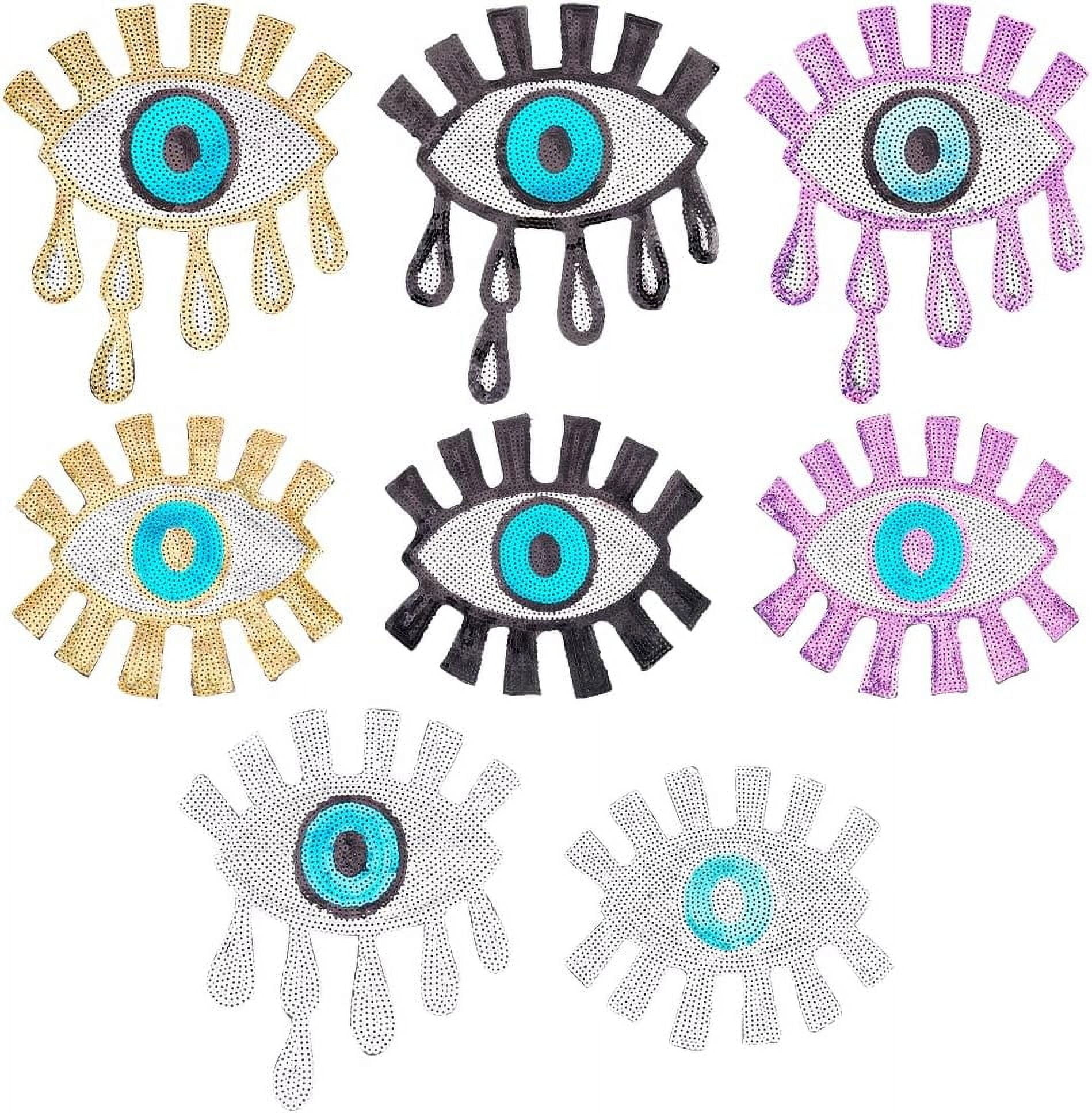 8Pcs Sequin Large Blue Eyes Patches 2 Styles Evil Eyes Cloth Patch ...