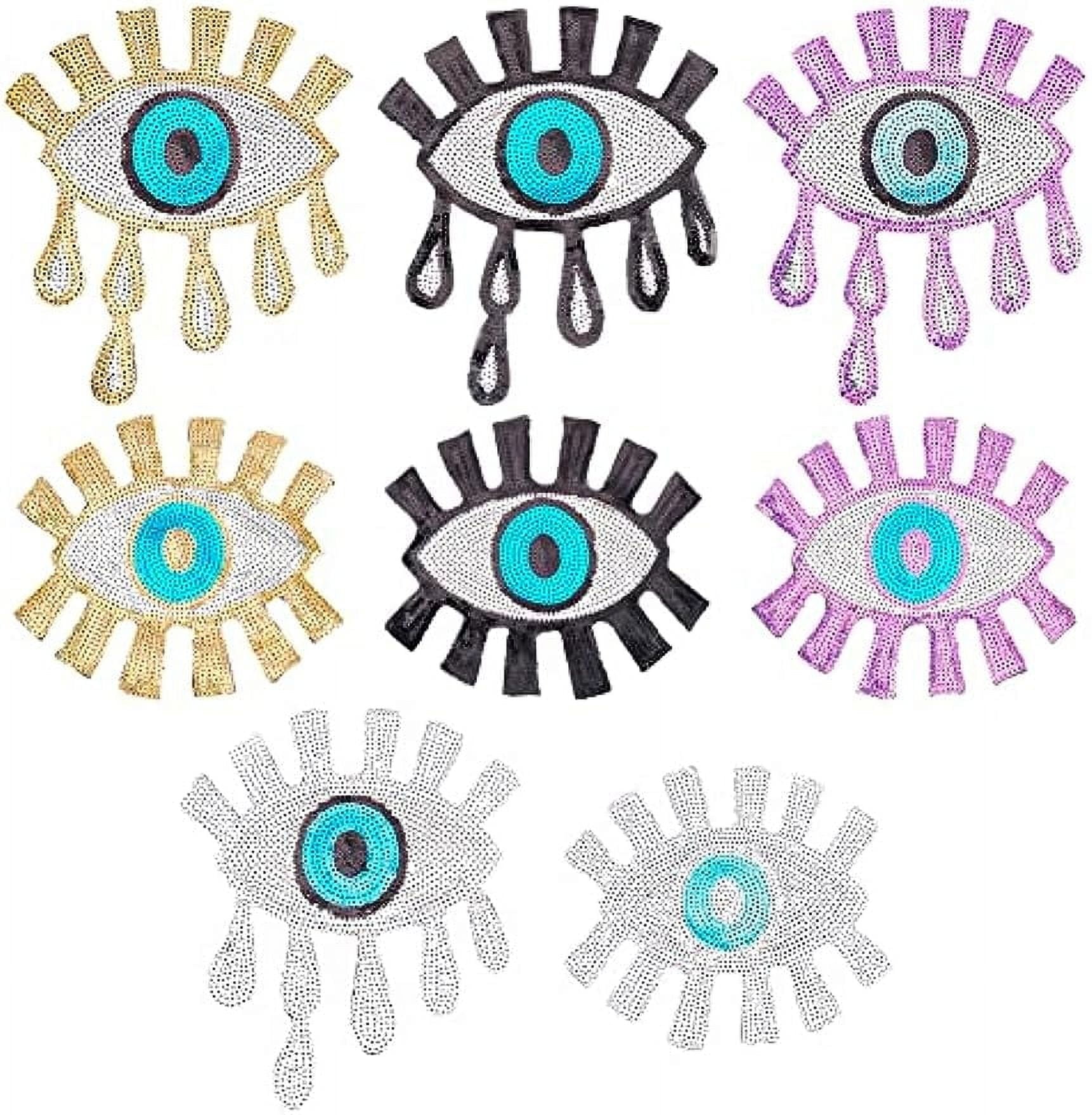 8Pcs Sequin Large Blue Eyes Patches 2 Styles Evil Eyes Cloth Patch ...