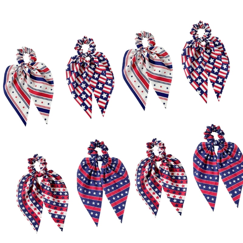 8Pcs/Set Independence Day Stripe Scrunchies Gentle On Hair Hairband For ...