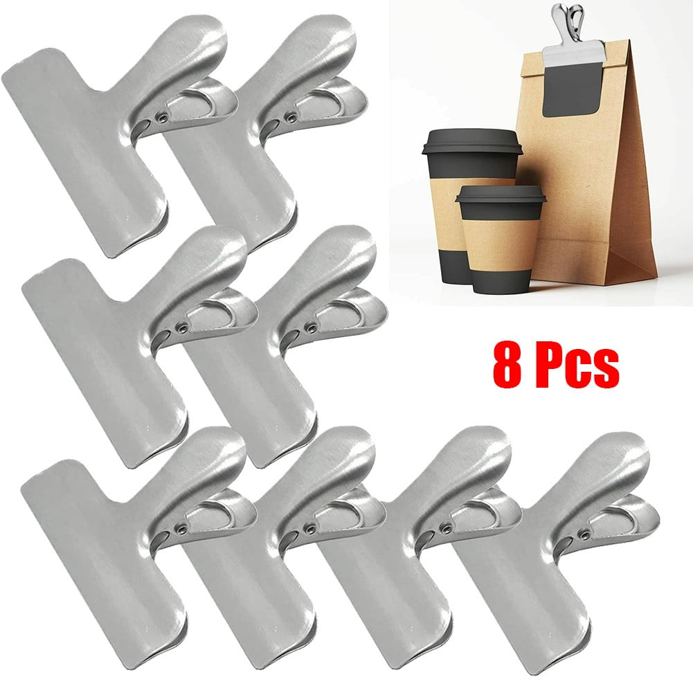 8Pcs Set Metal Chip Bag Clips Stainless Steel Home Kitchen Food Snack ...