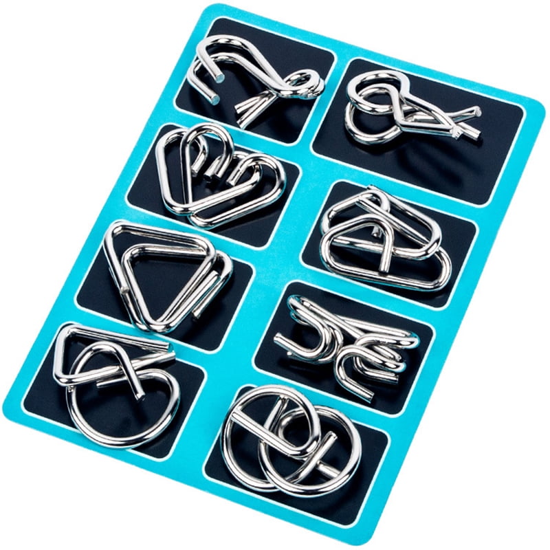 8Pcs/Set Metal Montessori Puzzle Wire IQ Logical Ability Training ...