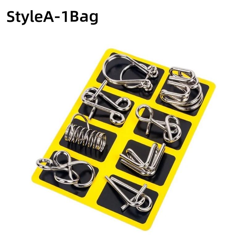 8Pcs/Set Metal Montessori Puzzle Wire IQ Mind Brain Teaser Puzzles ...