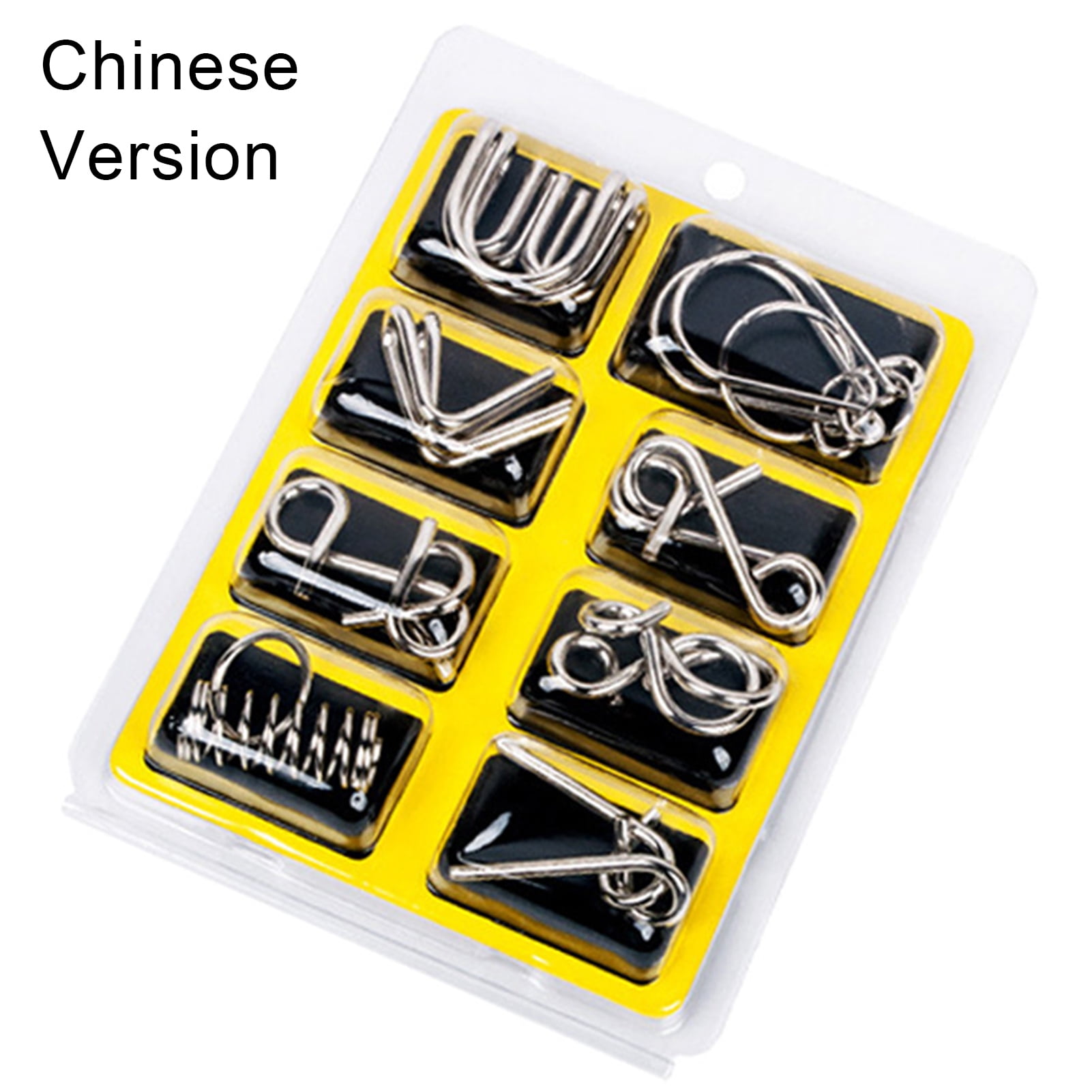 8Pcs/Set Metal Wire Puzzle Montessori Educational Carbon Steel IQ Mind ...