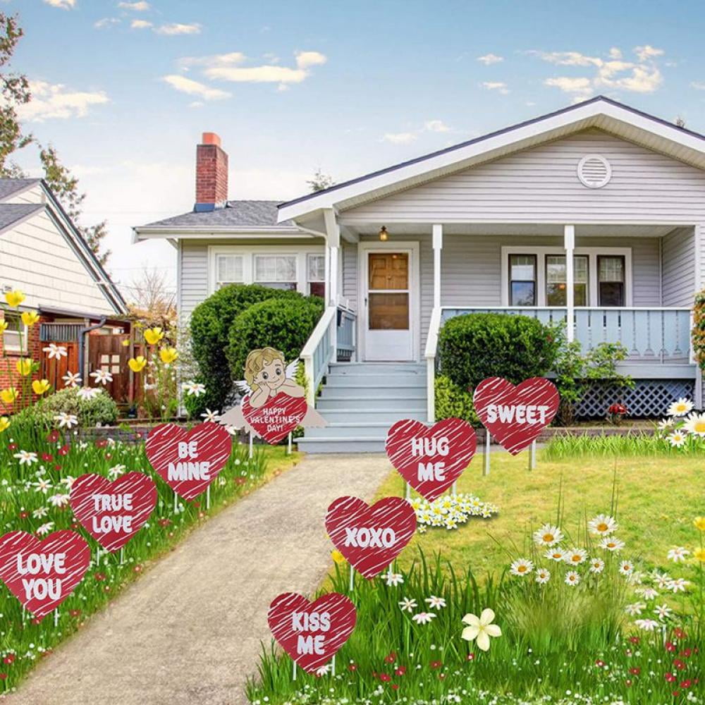 8Pcs/Set Valentine Cupid Yard Signs Lawn Stakes Letter LOVE Yard Sign ...