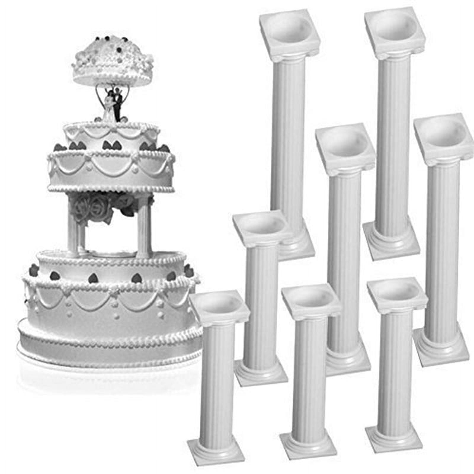 8Pcs/Set White Small+Large Plastic Cake Pillars,Wedding Pillars Stand ...