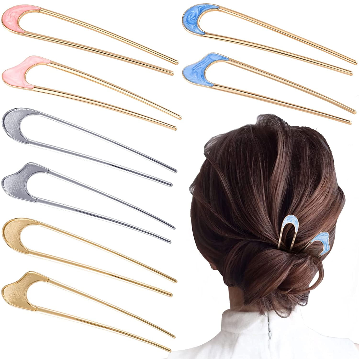 8Pcs Shaped Hair Pins Metal, Vintage French Hair Pin for Thick Hair ...