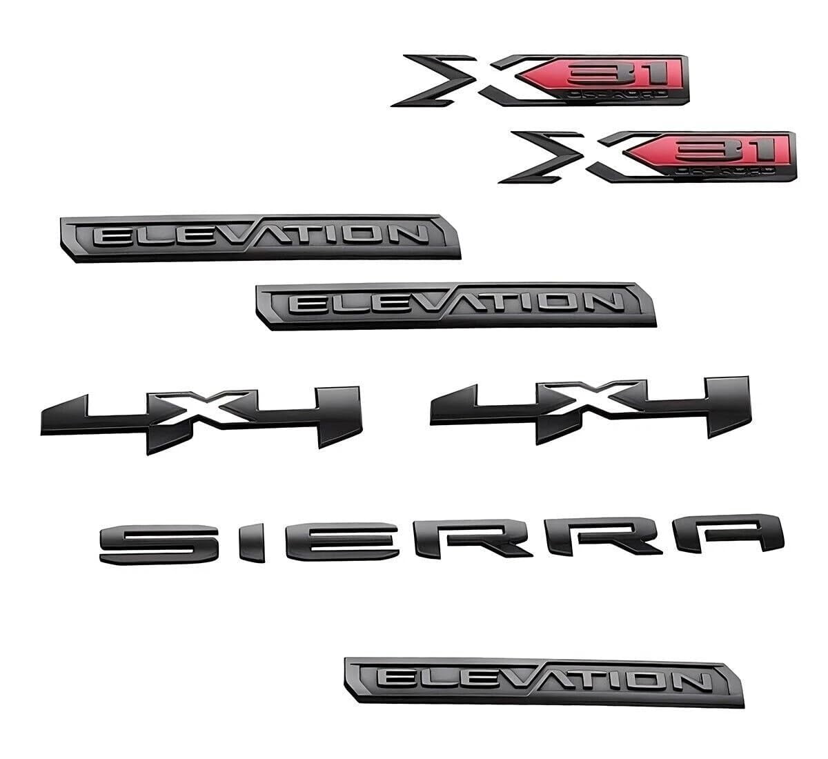 8Pcs Sierra Elevation Blackout Emblems Kit 3D Badge Nameplate Letter ...