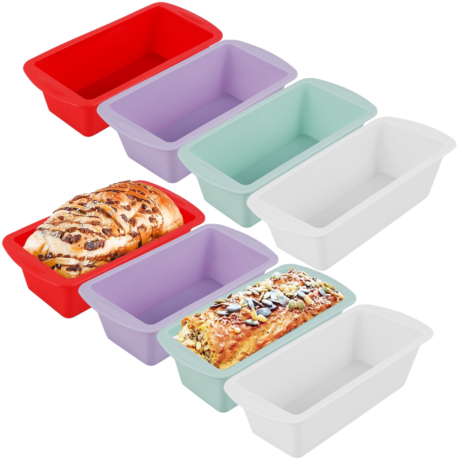 8Pcs Silicone Bread Loaf Pan Non Stick Loaf Baking Mold Heat Resistant ...