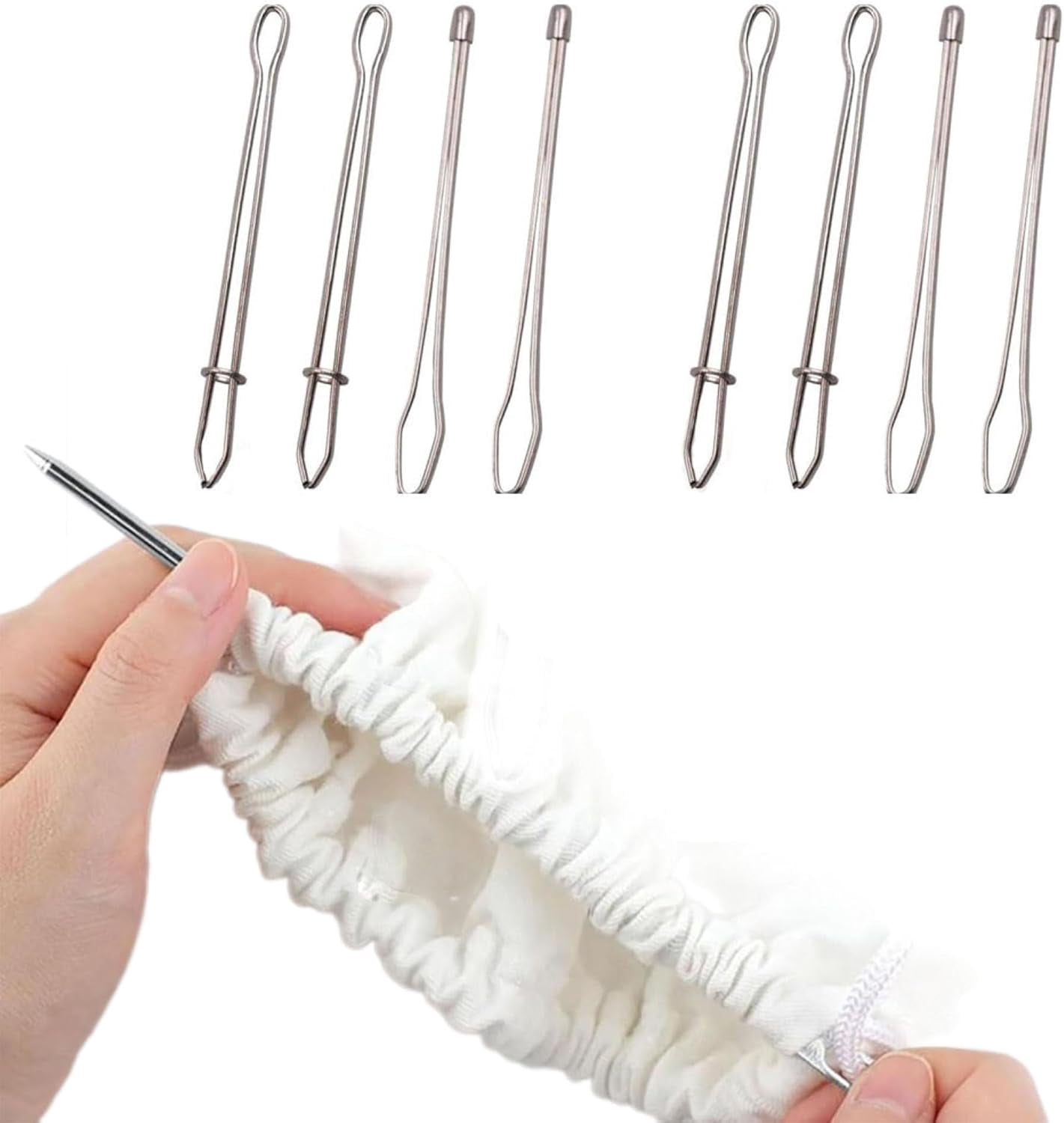 8Pcs Silver Bodkin Threader, Metal Easy Pull Drawstring Threader ...