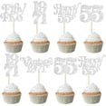 8Pcs Silver Glitter 55th Birthday Cupcake Toppers, Vintage 1971 Fifty ...