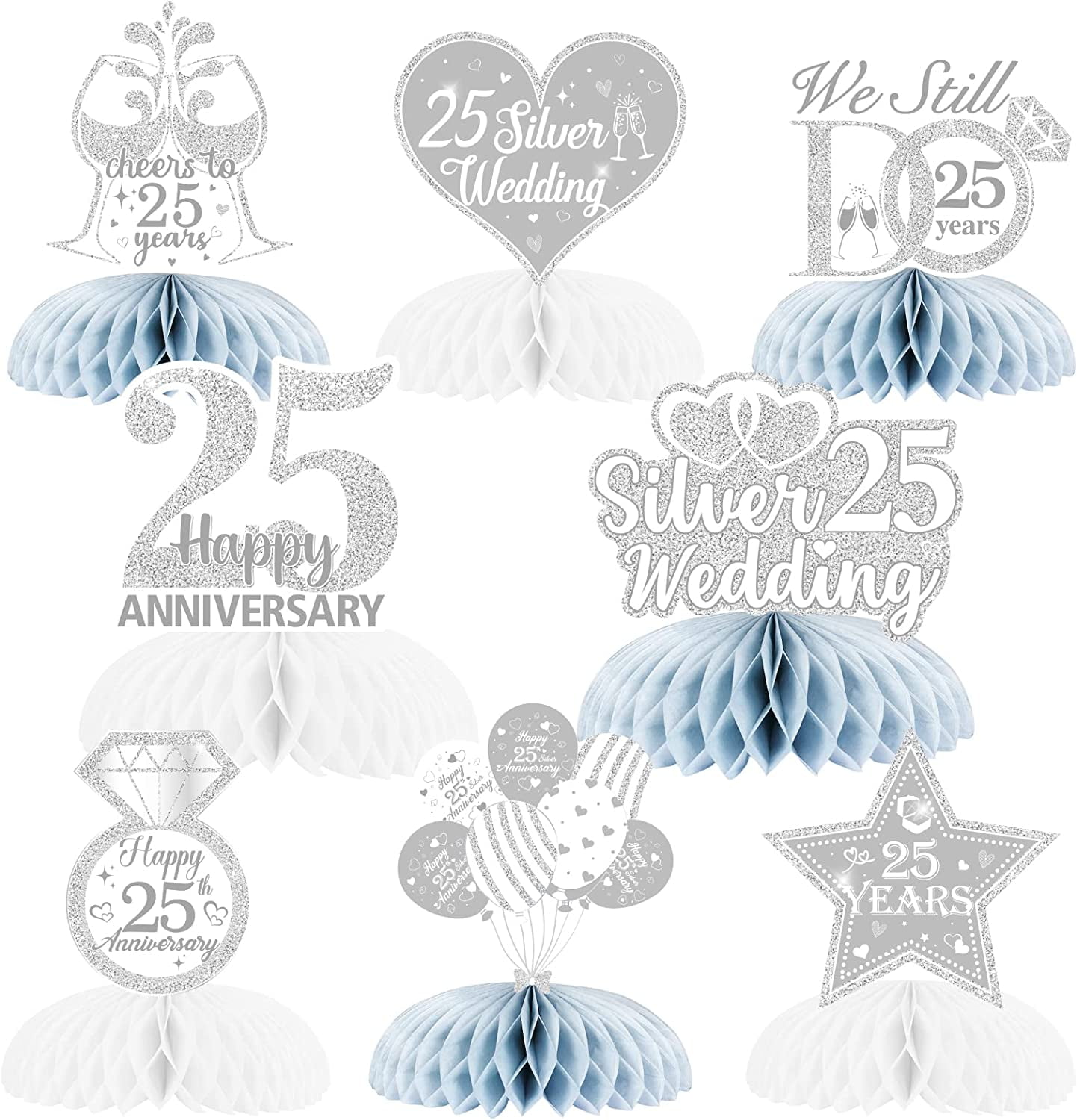 8Pcs Silver Wedding Table Decorations, Honeycomb Centerpieces Table ...