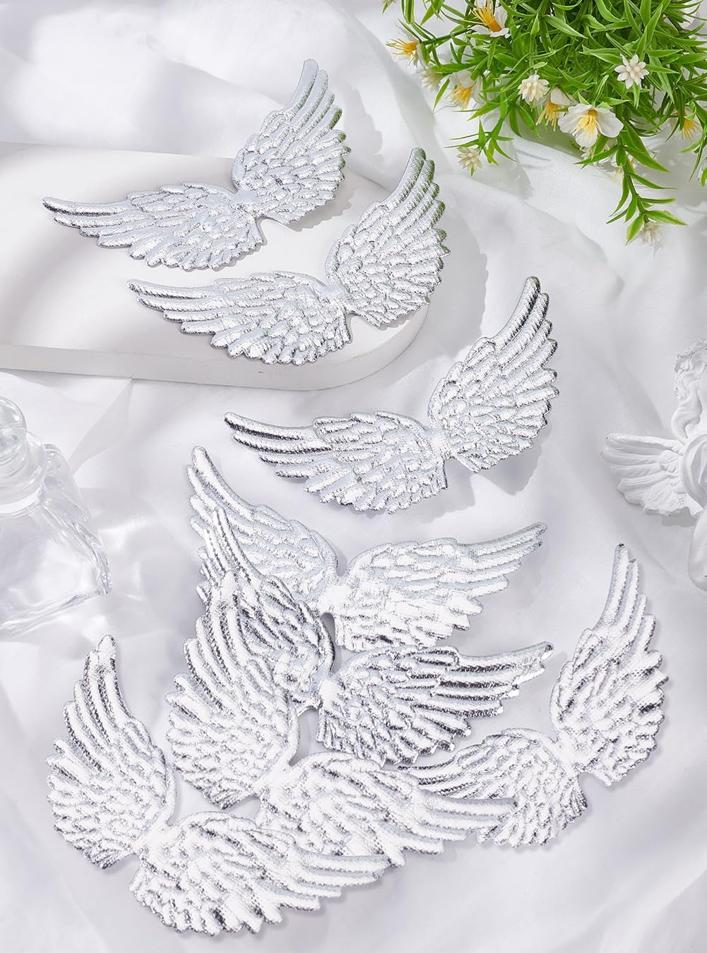 8Pcs Silver Wing Cloth Decoration Patches Crafts Angel Wings Patches ...