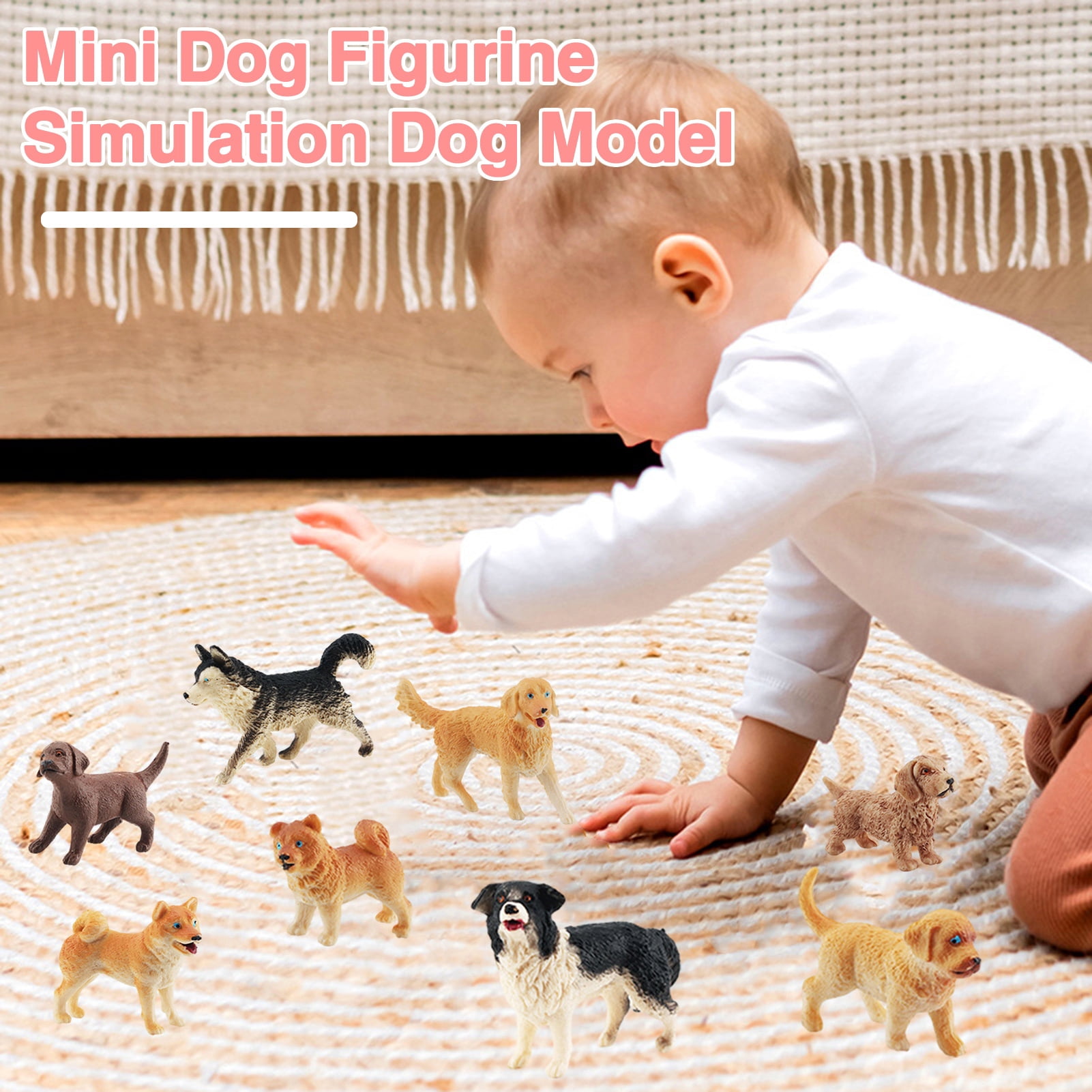 8Pcs Simulation Dog Statue Model Cute Shiba-Inu Golden-Retriever Husky ...
