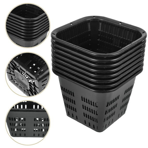 SEWCHICS Black Plastic Plant Cups Hollow Design for Root Ventilation ...
