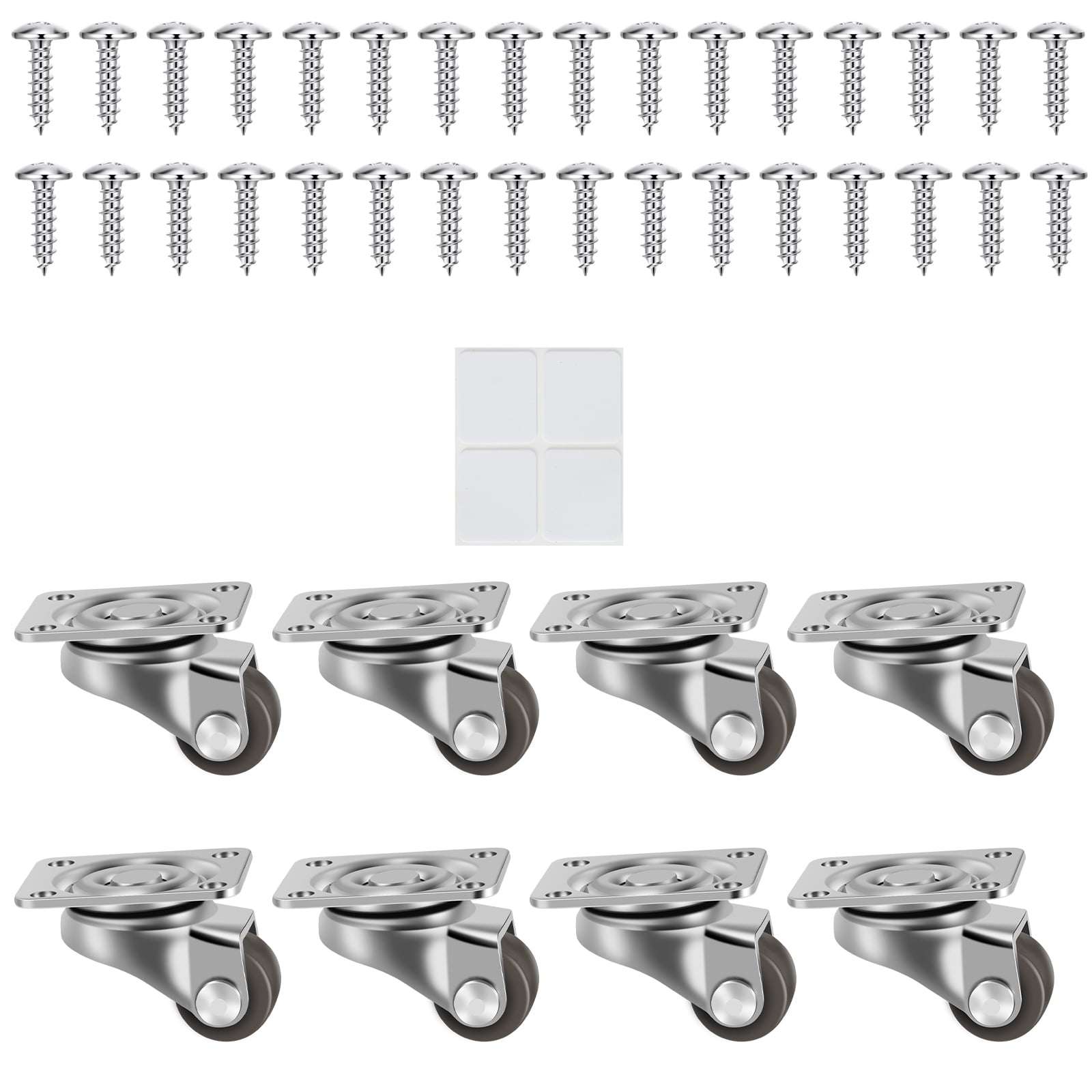 8Pcs Small Caster Wheel Kit 1/2inch Mini Swivel Caster Wheel with Screw ...