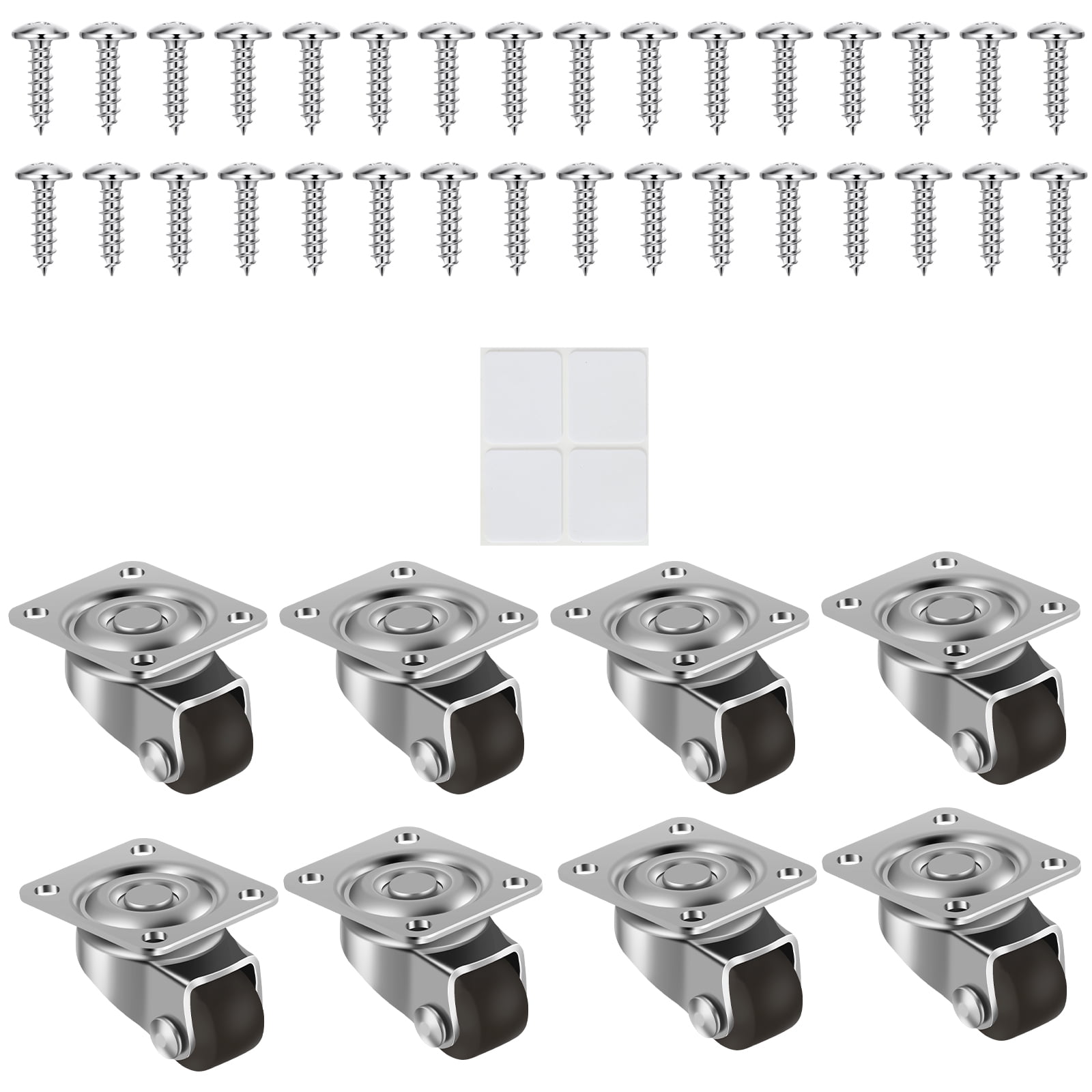 8Pcs Small Caster Wheel Kit 1/2inch Mini Swivel Caster Wheel with Screw ...