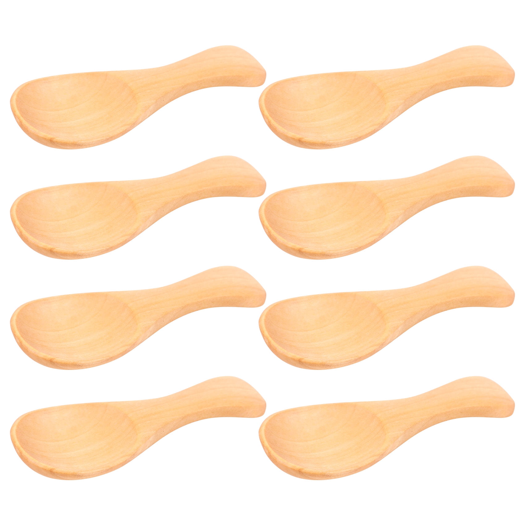 8Pcs Small Wooden Salt Spoon Solid Wood Condiments Spoon Handmade Honey ...