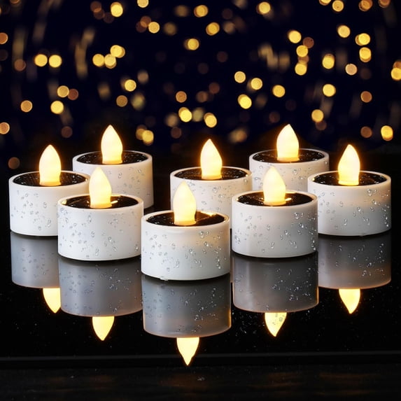 8Pcs Solar Tea Lights Outdoor Waterproof, Rechargeable Dusk to Dawn ...