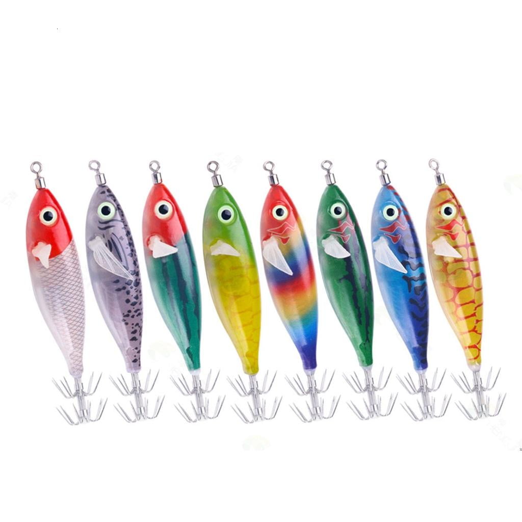 8Pcs Squid Jig Fishing Lures Set with Shrimp Designs for Saltwater ...