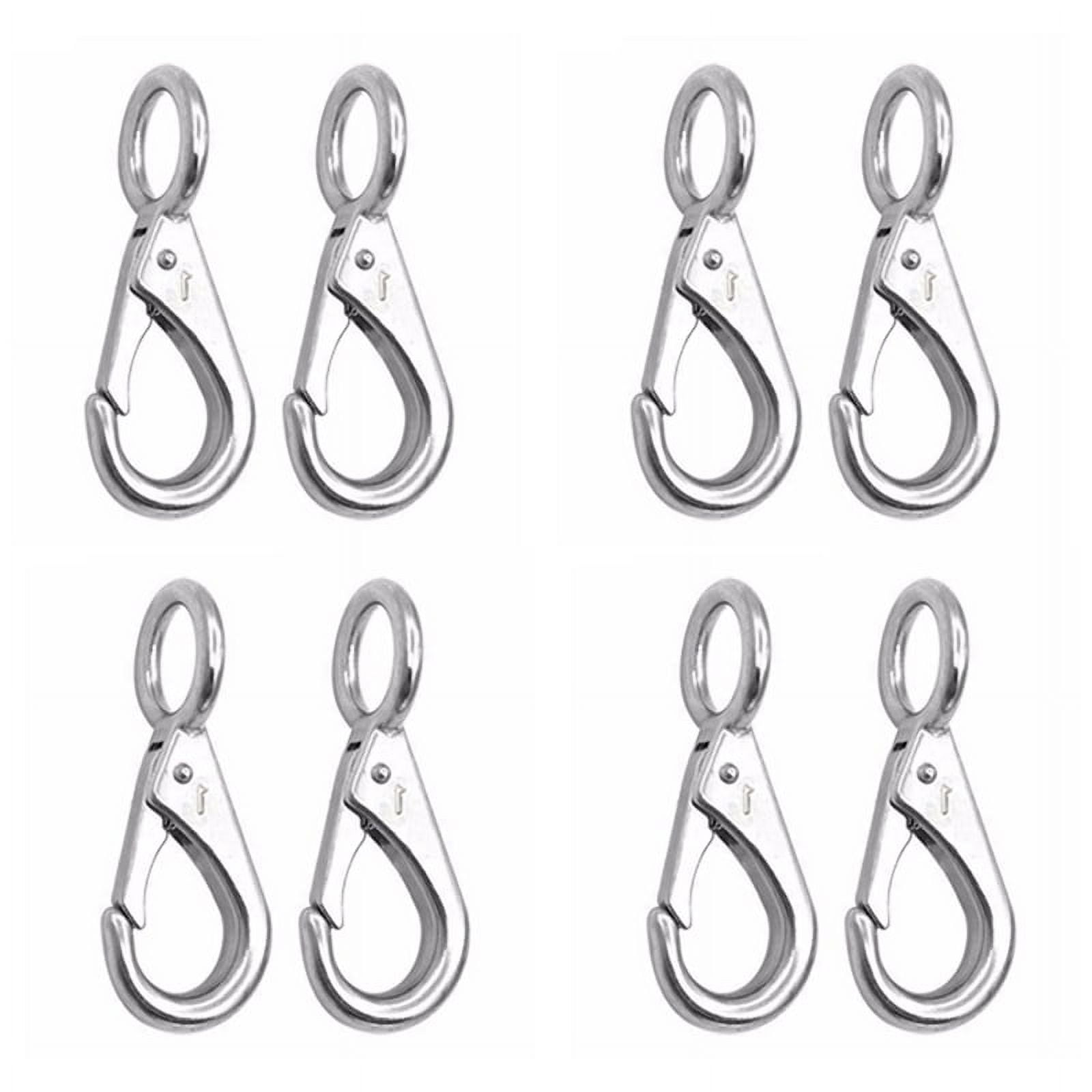 8Pcs Stainless Steel 316 Rigid Loaded Fixed Eye Spring Clip Snap Hook ...