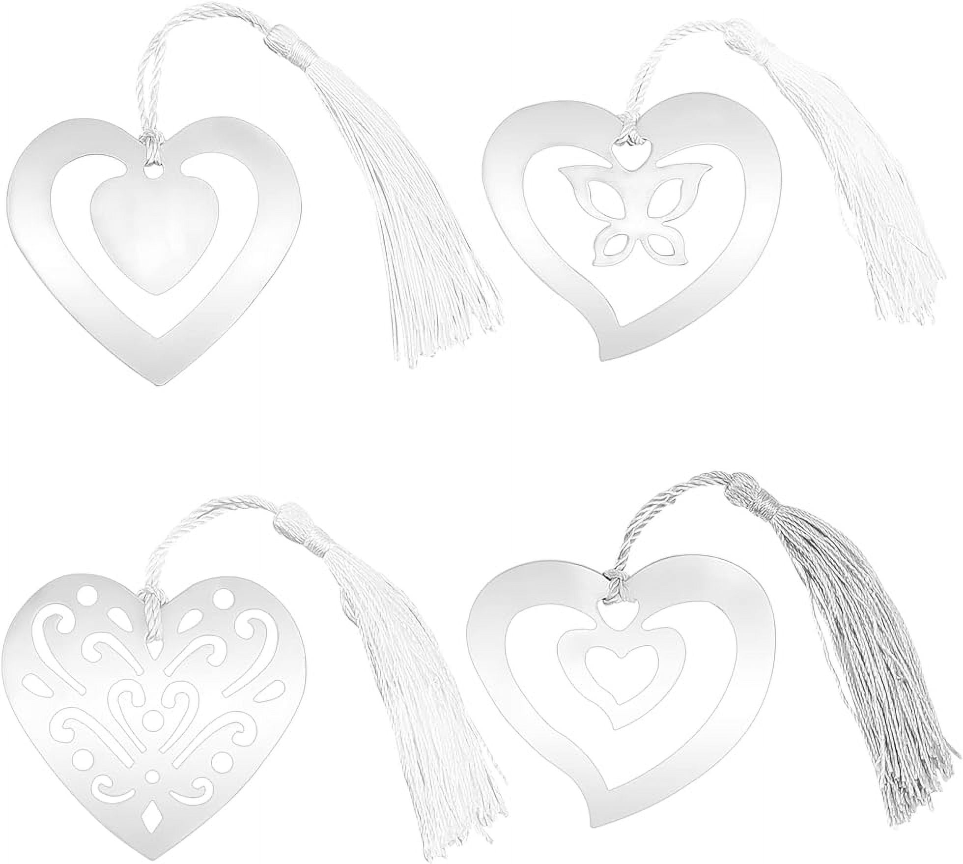 8Pcs Stainless Steel Bookmarks Unique Heart Metal Hollow Bookmark with ...
