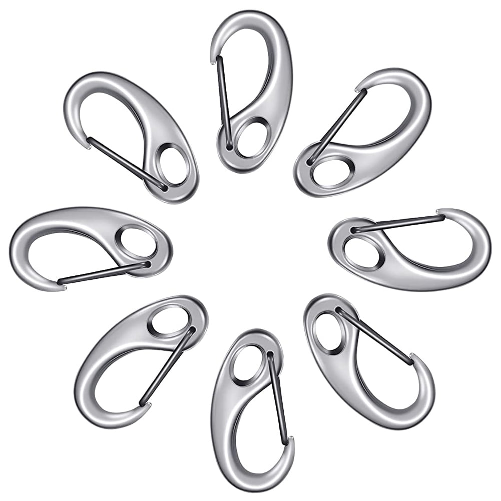 8Pcs Stainless Steel Spring Snap Hook Carabiner Clips Multi-Use Snap ...