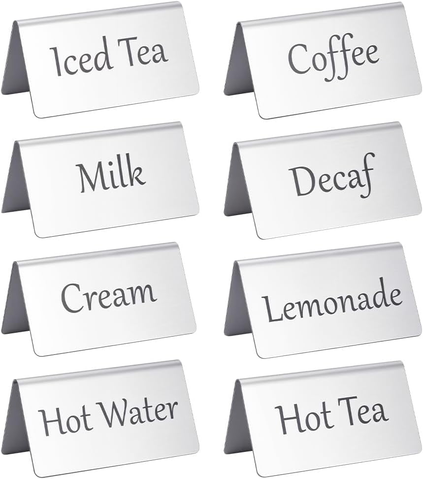 8Pcs Stainless Steel Table Tent Signs for Restaurant Table Beverage ...