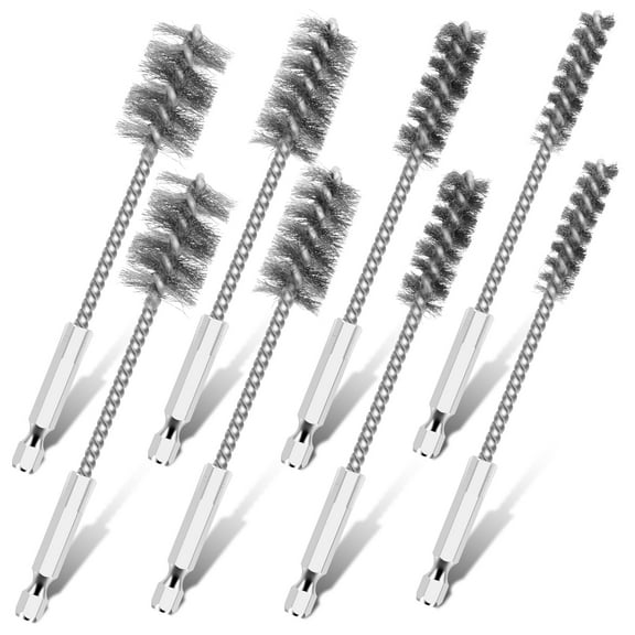 6 Pack Carbon Steel Wire Wheel and Pen Brush Set with 1/4-Inch Hex ...