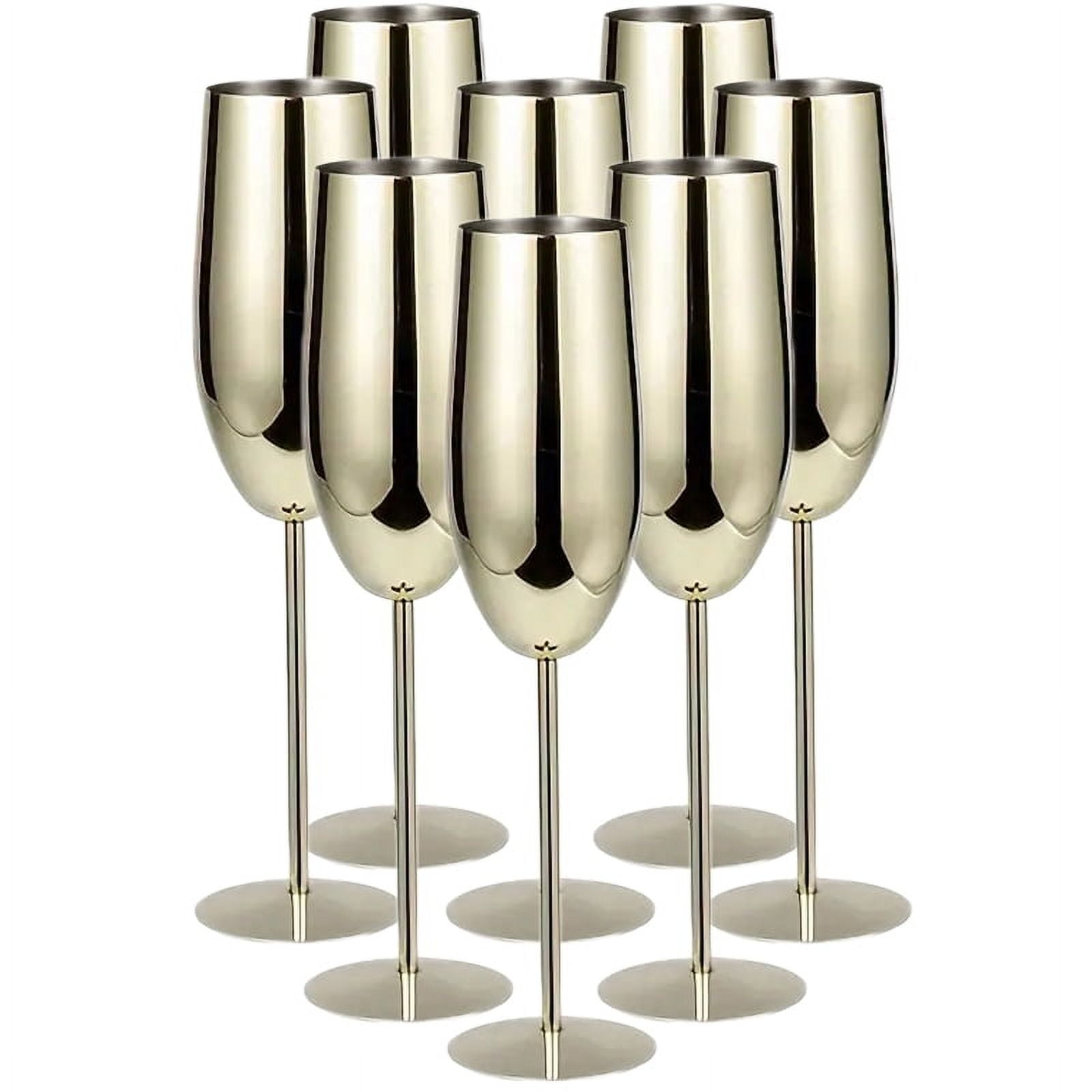 8Pcs Stainless steel wine glasses unbreakable metal cocktail glasses ...