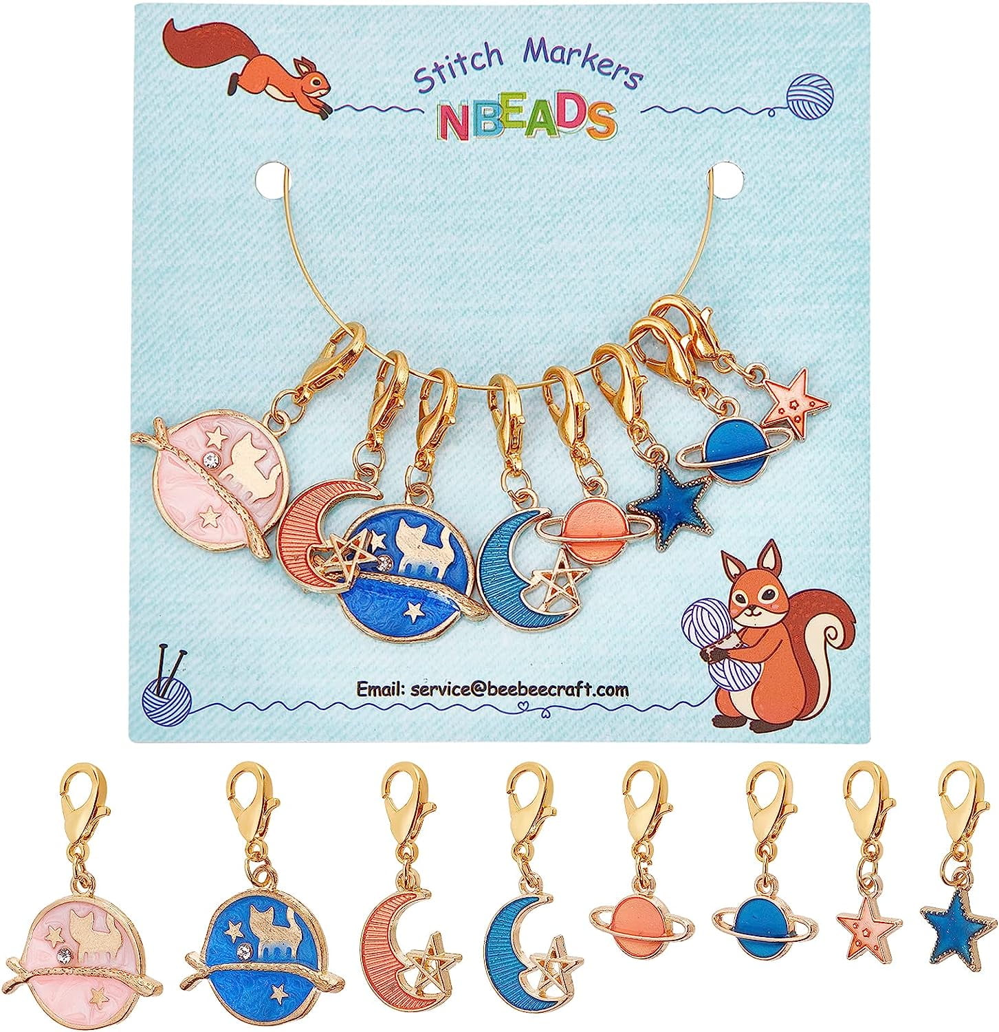 8Pcs Star Moon Theme Stitch Markers Alloy Enamel Crochet Stitch Marker ...
