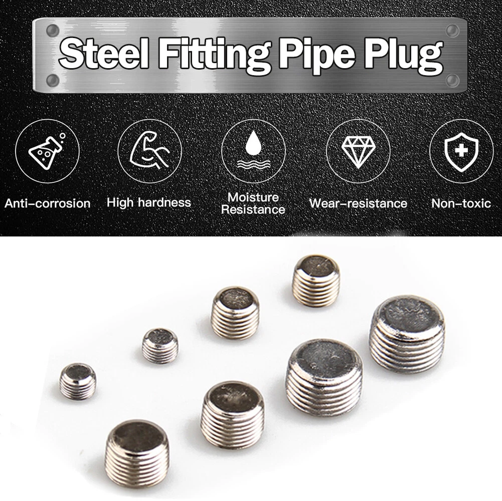 8Pcs Steel Fitting Pipe Plug 6352G Assortment Chrome Kit 1/8 1/4 3/8 1/ ...