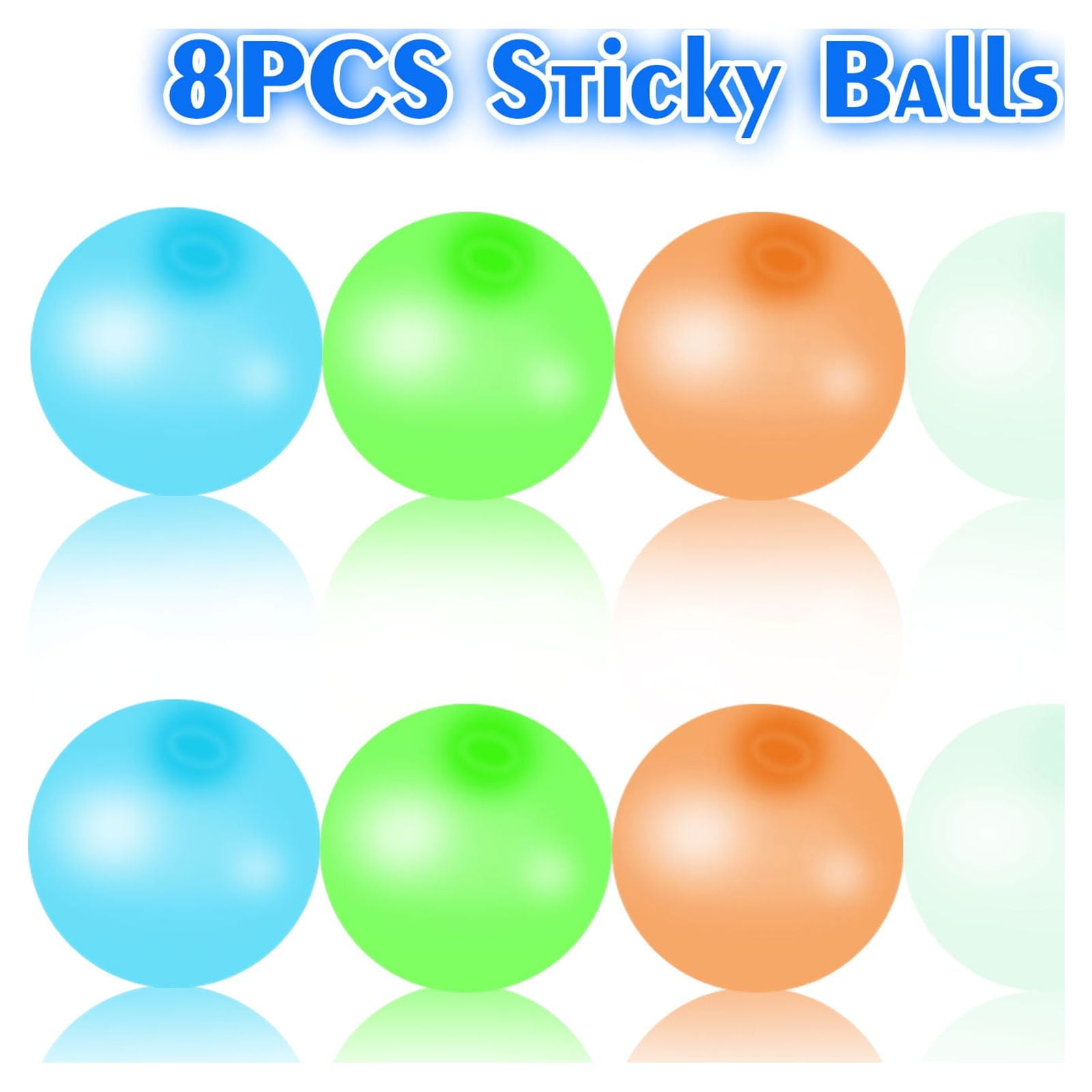 8Pcs Stress Relief Balls, Fluorescent Sticky Glow in The Dark Balls ...