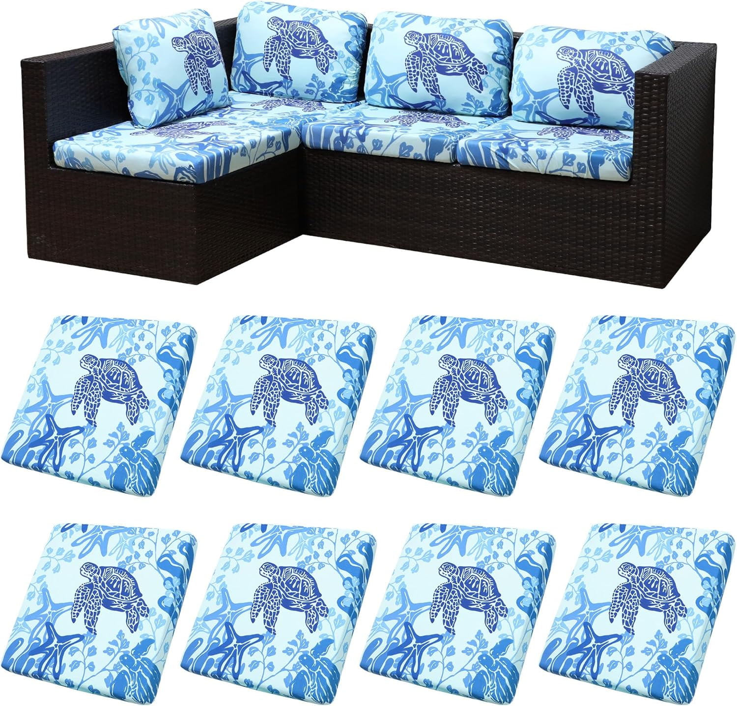 8Pcs Stretch Patio Cushion Covers, Outdoor Couch Cushion Covers ...
