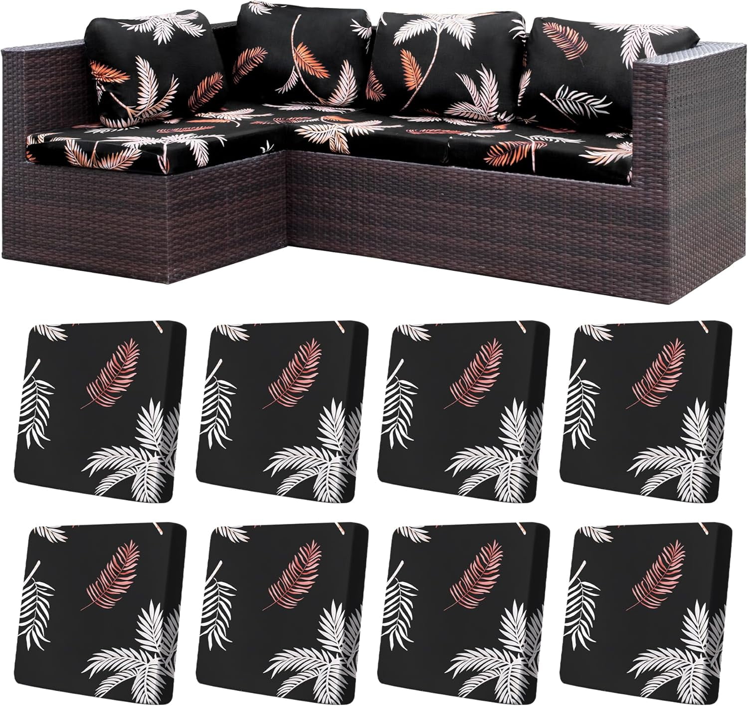 8Pcs Stretch Patio Cushion Covers Outdoor Cushion Covers,Outdoor Couch ...