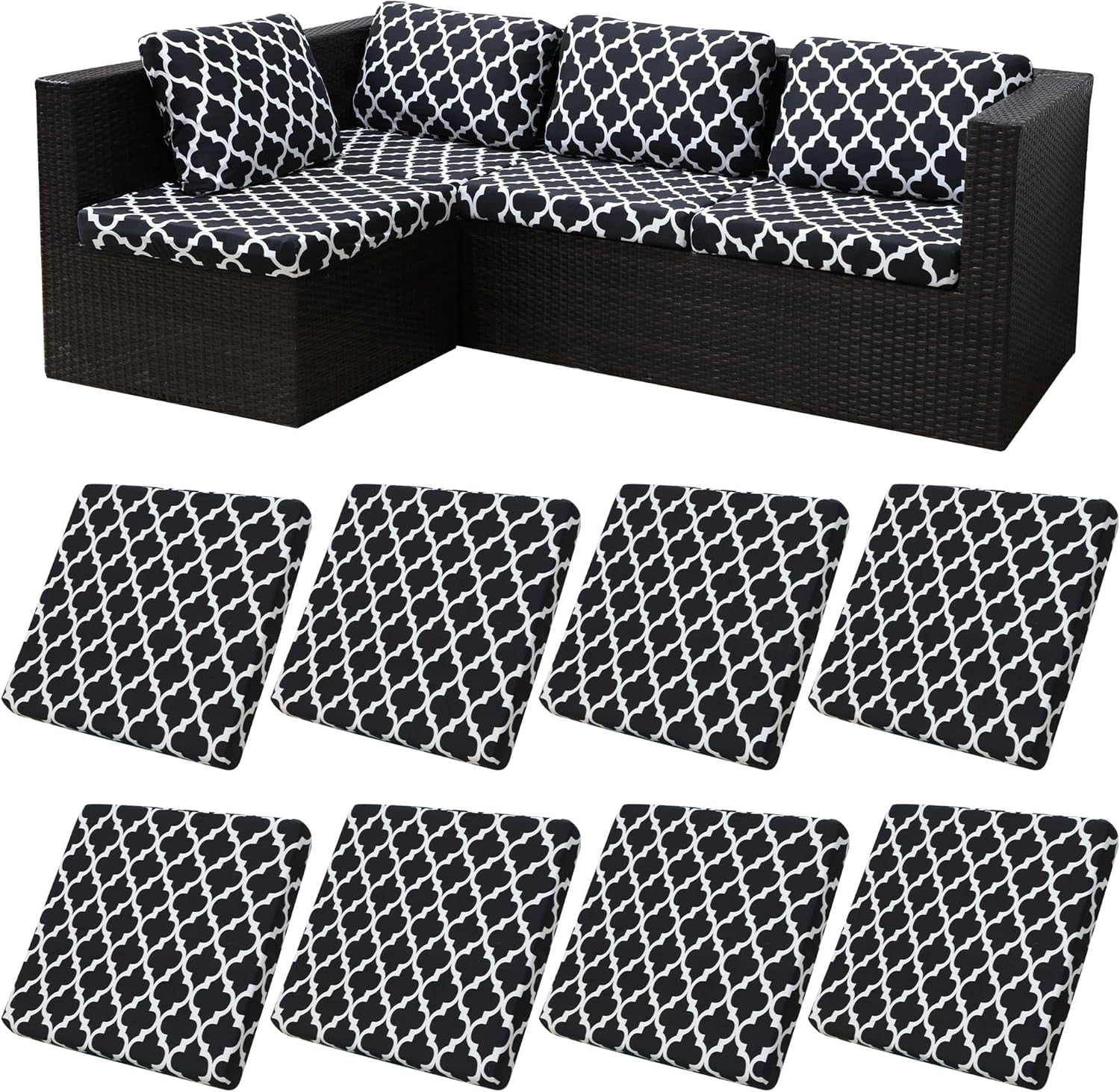 8Pcs Stretch Patio Cushion Covers Outdoor Cushion Covers,for Outdoor ...