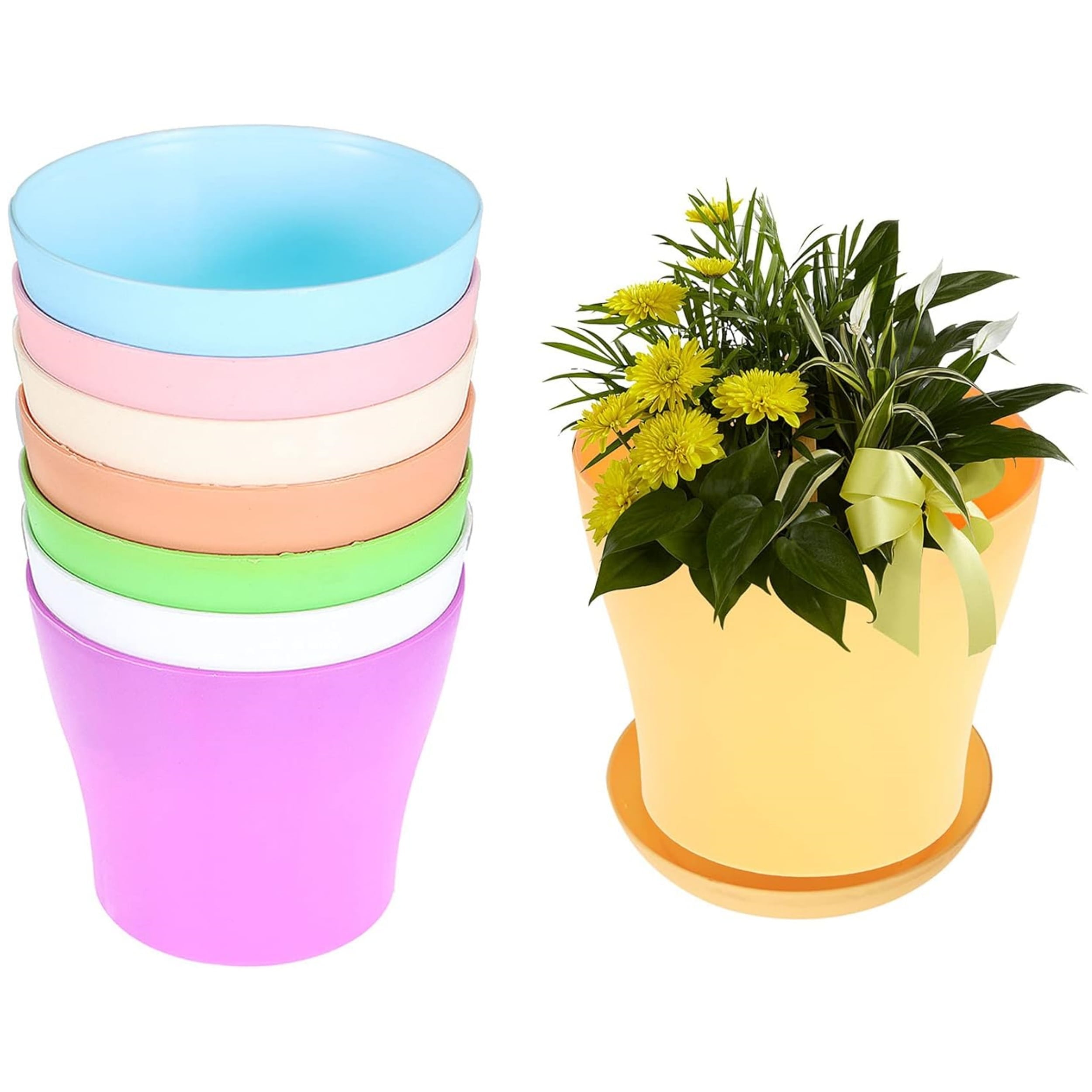 8Pcs Succulent Plants Pots,5.5" Small Nursery Pots,QZS Colorful Plastic ...