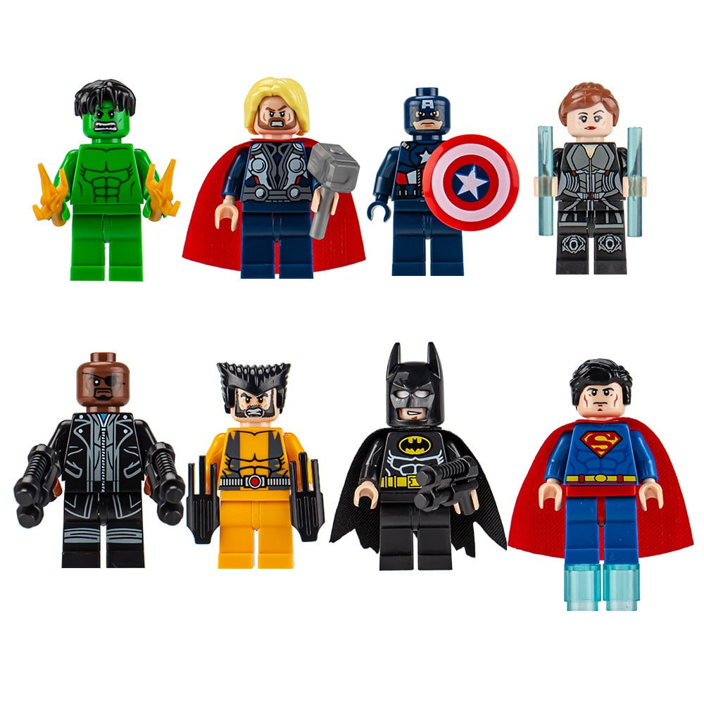 8Pcs Superhero Building Block Minifigures Set, Superhero Building Block ...