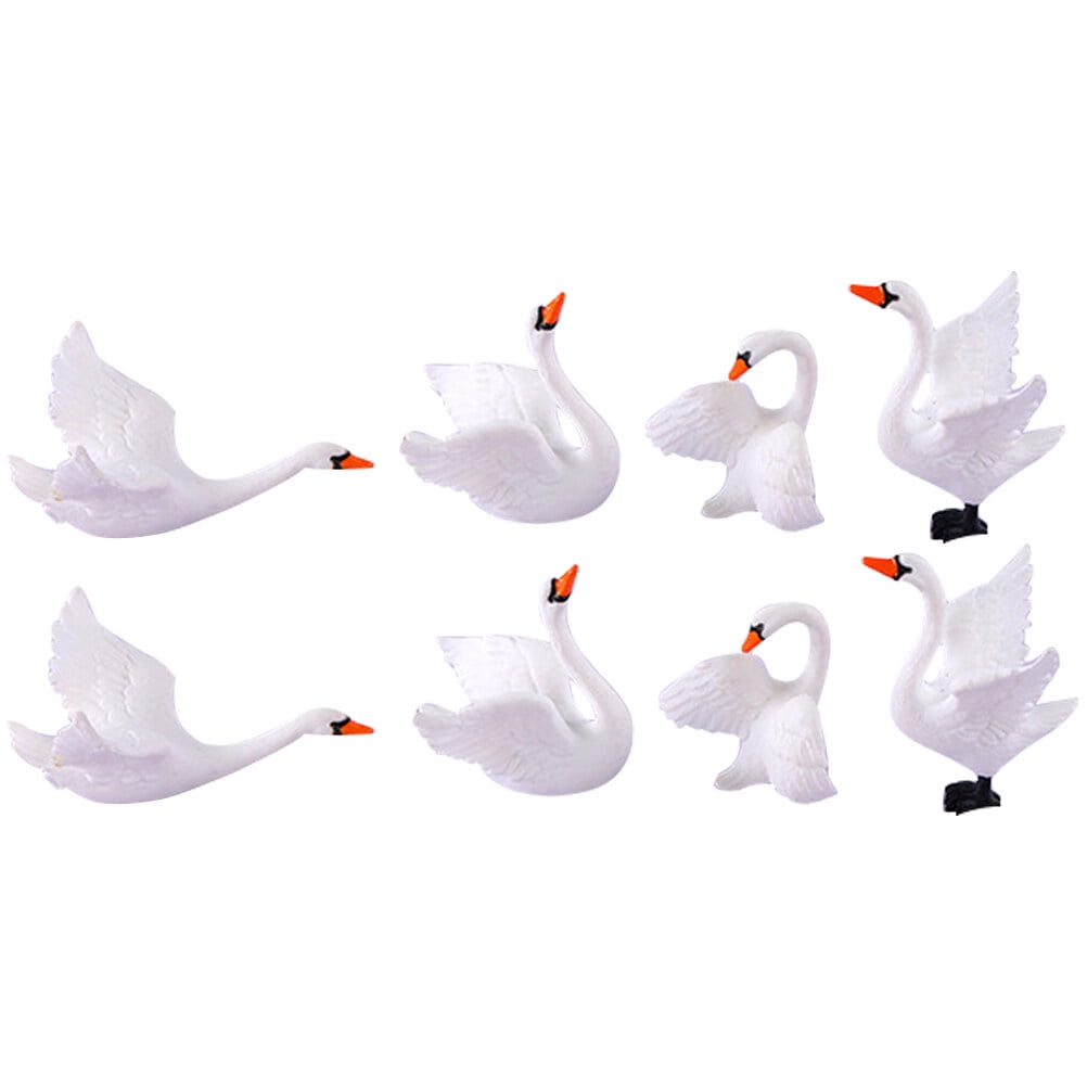OUNONA 8Pcs Small White Swan Figurine Decoration Durable Material for ...