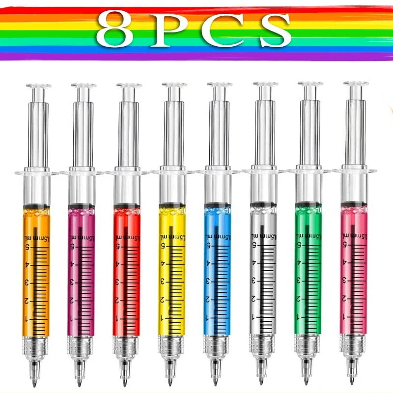 8Pcs Syringe Pens Retractable Fun Nurse Pens Novelty Multi Colors ...