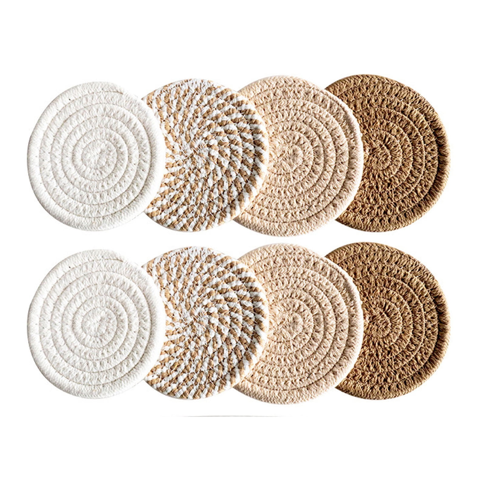 8Pcs Tabletop Heat-insulation Anti-scald Round Woven Cotton Mat ...