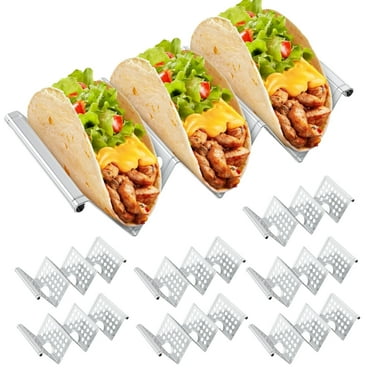 Taco Holder Stand - Set of 6 - Oven & Grill Safe Stainless Steel Taco ...